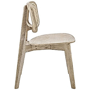 Modway Habitat Wood Dining Side Chair with Cane Rattan in Gray