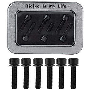 Keen so M5x20mm Stem Bolt, 6Pcs Alloy Bolt Screw with Gasket for Mountain Stem(Black) Repair Hardware Tools