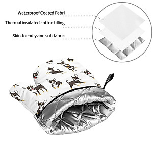 Cute Chihuahua Pattern Oven Mitts and Pot Holders Sets Kitchen Hot Pad Non-Slip Heat Resistant Waterproof Baking BBQ Cooking Gloves(4 Piece)