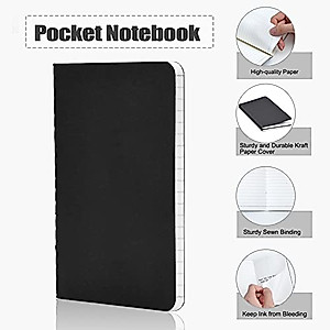 EOOUT 12 Pack Little Notebooks Pocket Size Notebooks, 3.5" x 5.5" Softcover Mini Notebooks, Small Black Notebook Memo Note pads for Men Women Kids Traveler Author, 30 Sheets, 60 Lined Pages