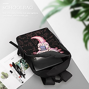 usmikeys Axolotl Backpack, Waterproof Bookbag for Boys Girls Back to School 17 Inch