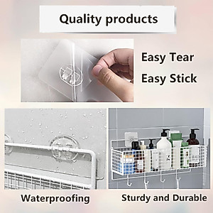 SHEHARUHI 8 PCS Shower Caddy Adhesive Replacement, Bathroom Organizer Hanging Hook, 13'' x 3.9'' x 1.2'', Painted, Wall Mount, Unisex