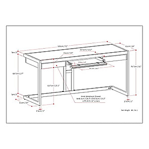 SIMPLIHOME Erina SOLID ACACIA WOOD Modern Industrial 72 inch Wide Large Desk,Office Desk, Writing Table, Workstation, Study Table in Distressed Charcoal Brown,