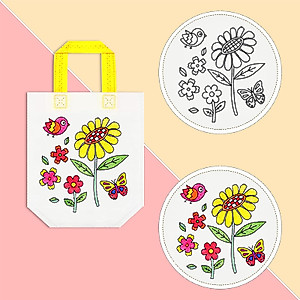 MOLDTAS 24 Styles Cute Cartoon Coloring Goodie Bags Reusable Coloring Carnival Art Party Favor Bags for Color Your Own Goodie Bags for Birthday Party DIY Crafts or Party Favors Supplies