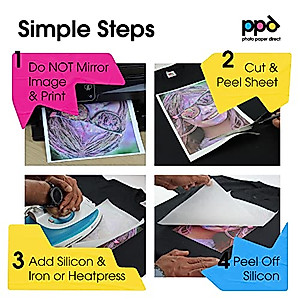 PPD Inkjet Premium Iron-On Dark T Shirt Transfers Paper LTR 8.5x11" Pack of 5 Sheets (PPD-4-5)
