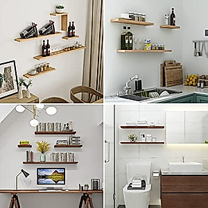 ASLASL Floating Shelves for Wall Decor Storage Set of 2 Wall Shelves with Invisible Metal Brackets Simple and Rustic Wall Shelves Suitable for Bedroom Living Room Bathroom Kitchen(Wood,11.81in)