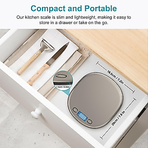 Ultrean Food Scale 33lb/15Kg Digital Kitchen Scale for Food Ounces and Grams Cooking Baking, 1g/0.1oz Precise Graduation, USB Rechargeable, 6 Weight Units, Tare Function