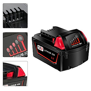 OYRMIL 2 Packs 5.0Ah Battery Replace for Milwaukee M18 Battery Compatible with 48-11-1850 48-11-1860 48-11-1845 48-11-1828