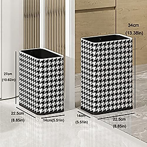 BONAD Bathroom Trash Can Houndstooth Double-Layer No Cover Household Trash Can Living Room Toilet Bathroom Bedroom Crevice Fashion High-Value Trash Can Wastebasket (Color : 8L)