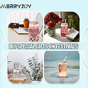 MerryJoy 8 PACK Sublimation Glass Blanks With Bamboo Lid,16 OZ Frosted Glass Cups With Lids And Straws,Sublimation Glass Can,Sublimation Glass Blanks For Iced Coffee,Juice,Soda,Drinks,Beer