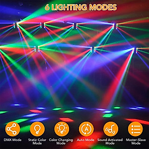 Spider Moving Head DJ Lights, Disco Party Stage Lights Indoor, Litake 8x10W RGBW Sound Activated DMX-512 Control Strobe Beam Lighting for Christmas Party Pub Festival Wedding Event Show, 2 Packs