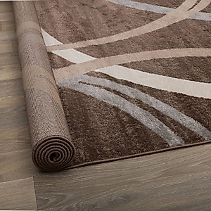 Rugshop Modern Wavy Circles Design Area Rug 3'3" x 5' Brown