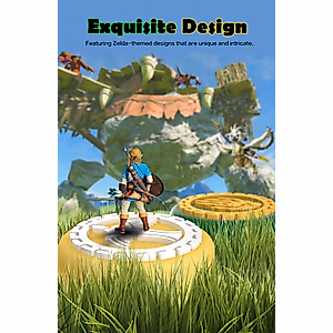 Switch Thumb Grip Caps for The Legend of Zelda: Tears of The Kingdom, Soft Silicone Joystick Cover and Switch Button Caps for Switch OLED/Switch lite - GreenGold