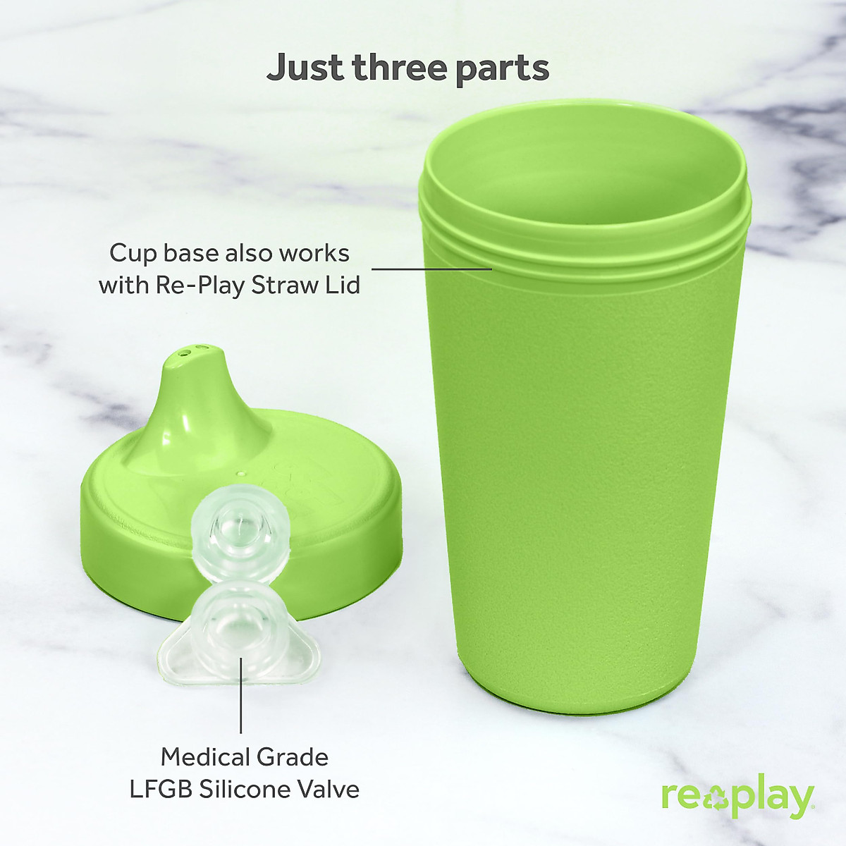 Re-Play Made in USA 10 Oz. Sippy Cups for Toddlers, Pack of 6 - Reusable Spill Proof Cups for Kids, Dishwasher/Microwave Safe - Hard Spout Sippy Cups for Toddlers 3.13" x 6.25", Fairytale
