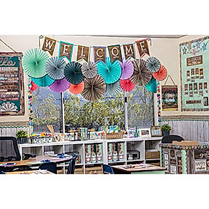 Shabby Chic Burlap Hanging Paper Fans