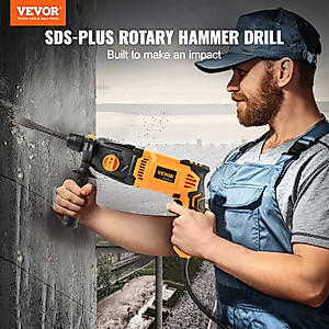 VEVOR 1 Inch SDS-Plus Rotary Hammer Drill, 8 Amp Corded Drills, Heavy Duty Chipping Hammers w/Safety Clutch, Electric Demolition Hammers, Taladro Rotomartillo, Power Tool For Concrete
