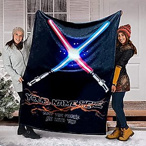 MXZLBY Personalized Lightsaber Theme Throw Blanket for Home, Travel, Boys, Men, Gifts, Customized Presents for Boyfriends Parents on Christmas New Year Fathers Mothers Day Easter, Baby Blanket