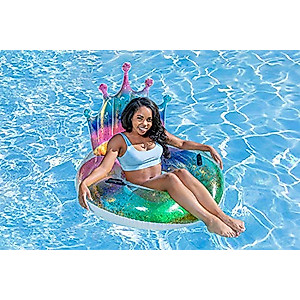 Poolmaster Swimming Pool Float Rainbow Glitter Tiara Tube, Multi Large