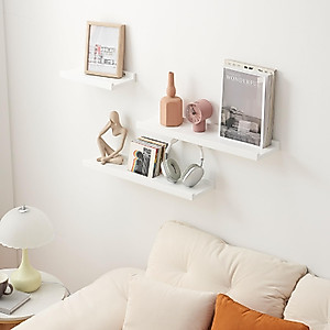 Oak Floating Shelves 24 Inch Wall Shelves for Decor and Storage, 4 Inch Deep Natural Solid Wood Shelf, Picture Ledge Shelf for Bedroom Bathroom Living Room KitchenLaundry Room