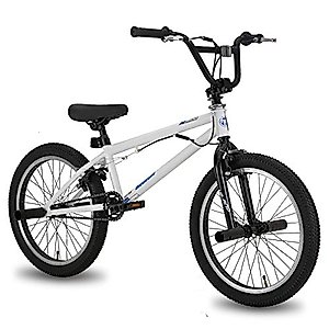 HILAND 20 Inch Kids Bike BMX Bicycles Freestyle for Boys Teenagers White Blue