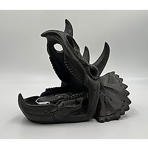 Happy Long Ears Resin Dinosaur Skull Model Decoration - Simulated Triceratops Skeleton Home Office Decor. Key, Phone Holder …