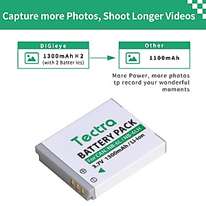Tectra 2X NB-6L NB-6LH Battery + Charger Kit for Canon PowerShot SX530 HS, SX710 HS, SX700 HS, SX610 HS, SX600 HS, SX540 HS, SX510 HS, SX500 is, SX280 HS, SX270 HS, D30, S90