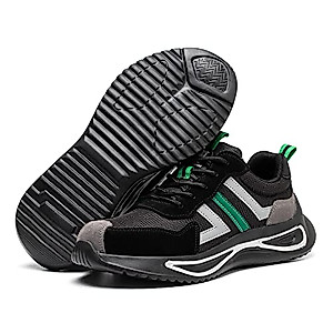 Withtens Steel Toe Shoes for Women Lightweight Tennis Shoes Breathable Safety Sneakers Slip on Shoes for Work Black Womens Steel Toe Boots (Black, 8)