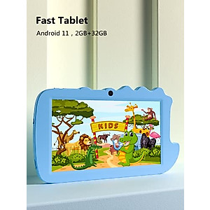 COOPERS 7 inch Kids Tablet Android 11 Tablet for Kids, 2GB RAM + 32GB ROM Toddler Tablet PC for Children, IPS Touch Screen, Dual Camera, Dual Speaker, WiFi Computer Tablet, Light Blue