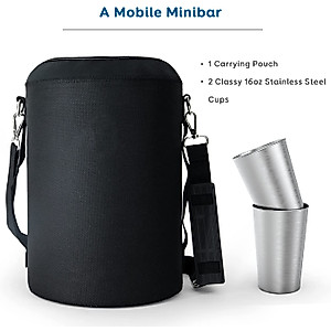 Liu-jo 1.5 Gallon Vacuum Insulated Water Bottle, 192oz Stainless Steel Water Jug with Handle, 18/8 Food-Grade Beer Growler with Carrying Bag and Two Stainless Steel Cups, Hot Cold Thermo Canteen Mug