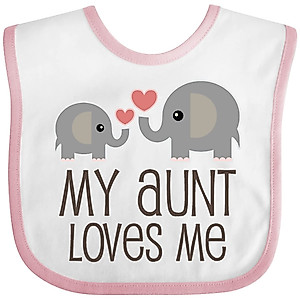 inktastic My Aunt Loves Me Baby Bib White and Pink 230e8