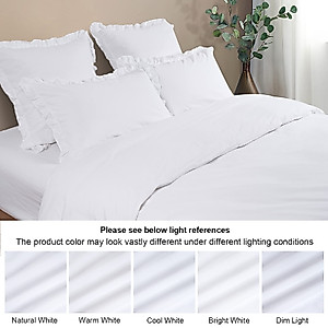 PHF 100% Washed Cotton Ruffle Pillowcases Standard Size, 2 Pack 20" X 26" Pillow Shams, No Insert, Ultra Soft Cotton Pillow Cases,Decorative Farmhouse Bedding Pillow Covers, White