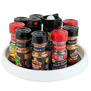 Homeries Lazy Susan Turntable (12 Inches) - Single Round Rotating Kitchen Spice Organizer for Cabinets, Pantry, Bathroom, Refrigerator - Non-Skid Surface & Rimmed Edge 2 Pack