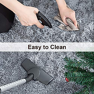 TWINNIS Super Soft Shaggy Fluffy Carpets, 5x8 Feet, Indoor Modern Plush Area Rugs for Living Room Bedroom Kids Room Nursery Home Decor, Upgrade Anti-Skid Durable Rectangular Fuzzy Rug, Grey
