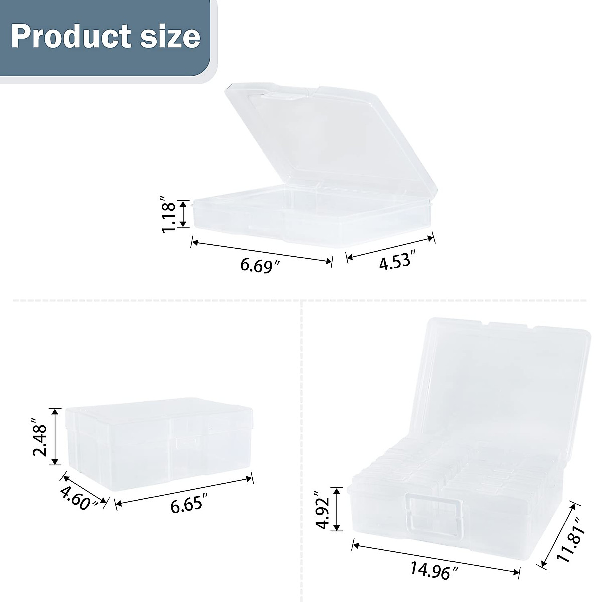 PCA Photo Case, 4" x 6" Photo Box Storage with Handle - 12 Inner Photo Keeper, Large Photo Organizer, Clear Plastic Craft Case for Photos Stickers Stamps Jigsaw Seeds