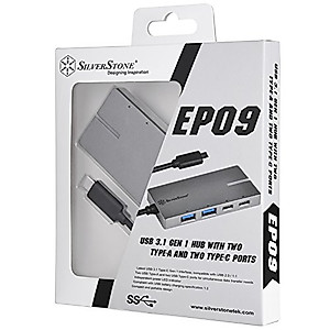 Silverstone SST-EP09C USB 3.1 Type-C Compatible, USB Hub, Charcoal Gray