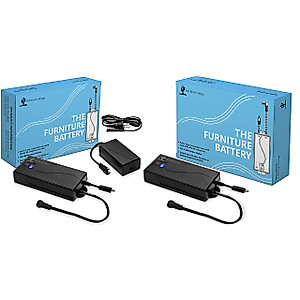 The Blue Cactus Company Two Universal Battery Packs for Reclining Furniture with LCD Display - Wireless 2500mAh Rechargeable Battery Packs with One Charger and Power Cord Combo