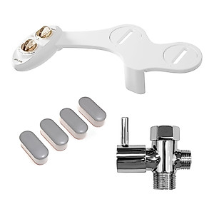 LUXE Bidet NEO 120 Gold, Toilet Seat Bumpers, and Shut-off Valve T-Adapter Bundle