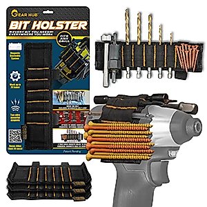 Gear Hub Bit Holster | NEW and IMPROVED Magnetic Drill Bit Holder and Organizer - Holds 10 Bits & 20 Screws - Attaches to Drill, Belt, or Any Metal Surface