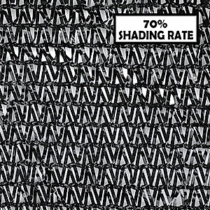 Vocray 70% 10ftx20ft Black Sunblock Shade Cloth Taped Edge with Grommets UV Resistant Net, Garden Sun Shade Mesh Trap for Plant Cover, Greenhouse, Patio Lawn