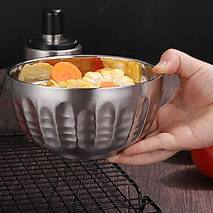 Cedilis 6 Pack 13oz Stainless Steel Bowl, Non-Slip Snack Bowls, Double-walled Insulated Ice Cream Rice Bowl, Multipurpose, Easy to Clean, Great for Kid, Toddler and Adult, Silver