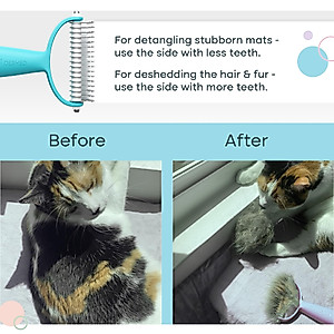 Uproot Clean Undercoat Rake for Dogs - Versatile Dematting Comb for Dogs, Cats & Bunnies - Dual-Sided 9 & 17 Blade Dog Deshedding Brush - Gentle & Effective Grooming Tool for All Coat Types