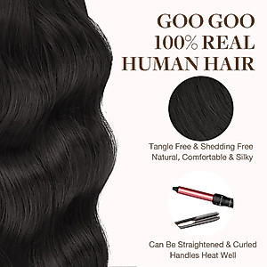 GOO GOO Tape in Hair Extensions Human Hair, 1B Natural black, 20inch 50g 20pcs, Thick Ends Straight Seamless Tape in, Invisible Tape in Hair Extensions Human Hair