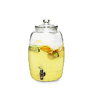 Style Setter Oak Grove Beverage Dispenser Cold Drink Dispenser w/ 2.5-Gallon Capacity Glass Jug, Leak-Proof Acrylic Spigot Great for Parties, Weddings & More