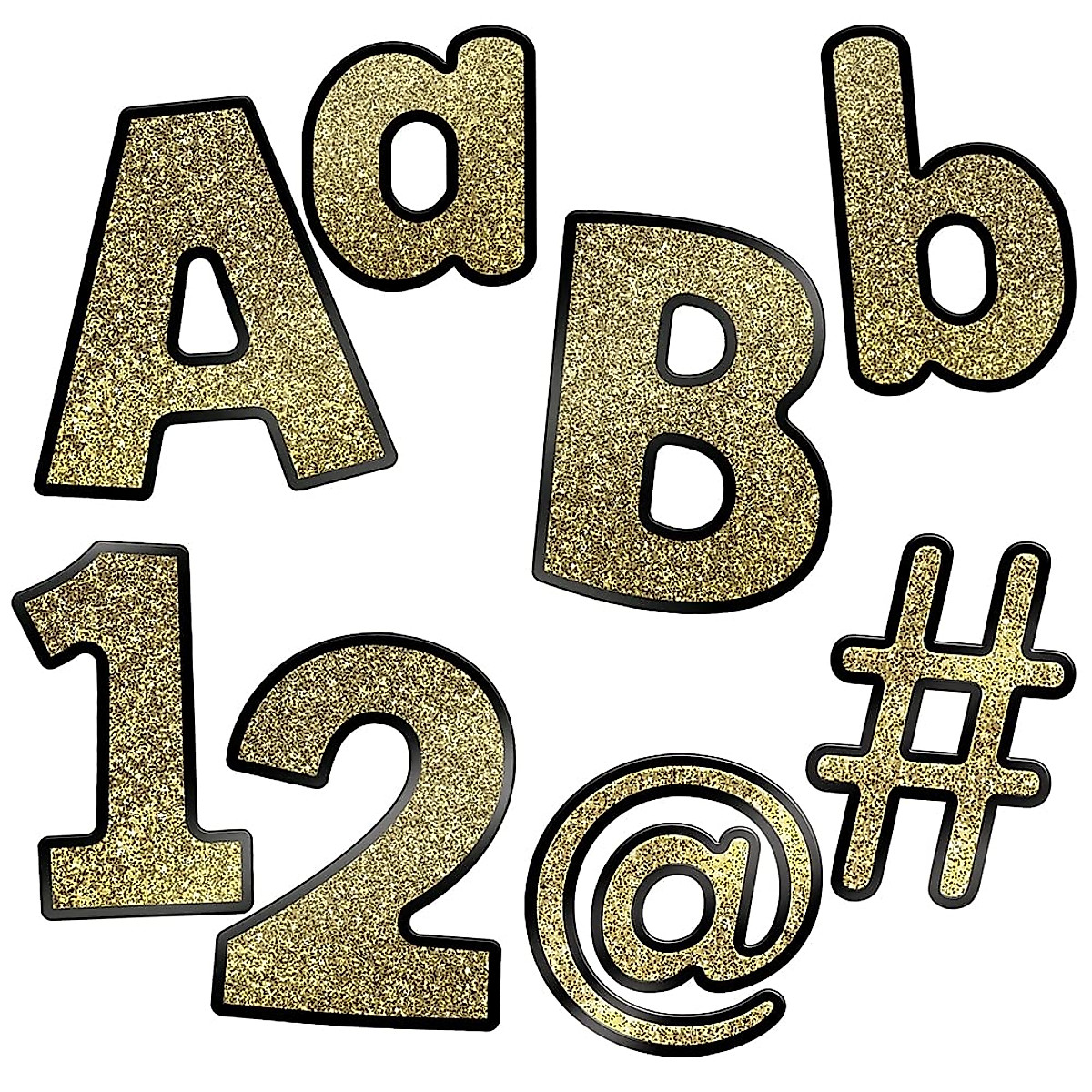 Carson Dellosa 4 In. Gold Glitter Bulletin Board Letters for Classroom, Alphabet Letters, Numbers, Punctuation & Symbol Cutouts, Gold Glitter Letters for Bulletin Board (219 pcs.)