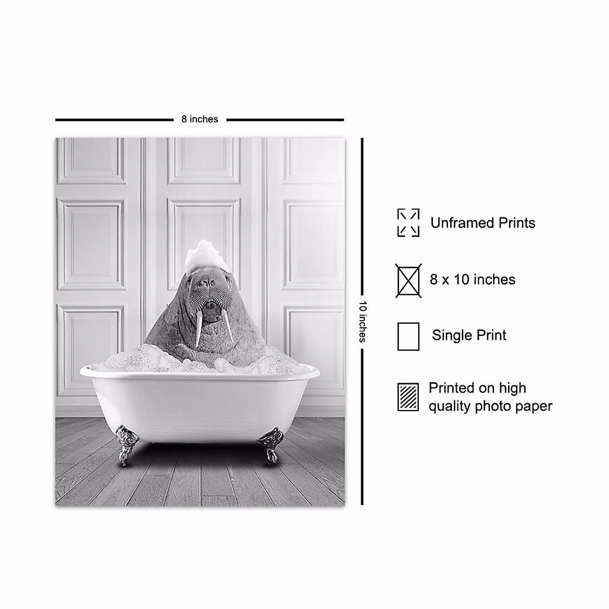 Coastal Bathroom Wall Art & Decor - Bathtub Wall Art - Sea Animal Beach Bathroom Decor - Bathroom Pictures - Funny Bathroom Decor - Bath Wall Decor - Restroom Sign - Cute Unique Guest Bathroom Poster