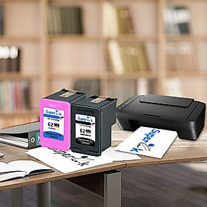 SuperInk 4 Pack Remanufactured Compatible for HP 62XL C2P05AN C2P07AN High Yield Ink Cartridge (2 Black, 2 Tri-Color) Use in Envy 5540 5541 5542;Officejet 200 250 258 5740 5741 5746 8040 Printer