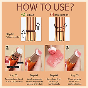 3 Pcs Contour Beauty Wand, Contour & Blush & Highlighter Stick Set with Cushion Applicator, Long Lasting Smooth Natural Matte Finish, Blendable Silky Cream Glowing Makeup Stick