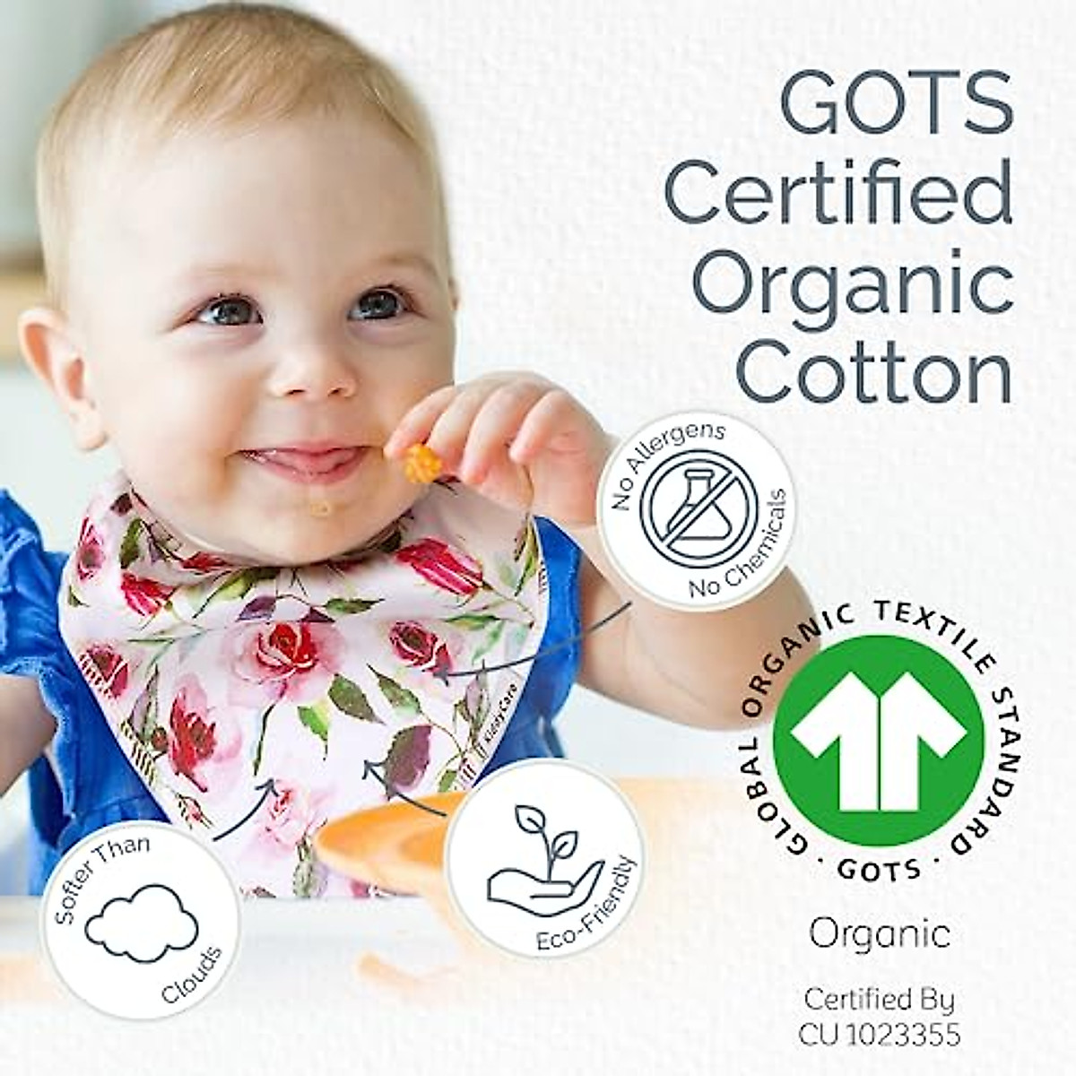 KiddyCare Soft Waterproof Baby Bibs for Girls - Organic Cotton Bandana Baby Bibs for Boy, Absorbent Lightweight Bibs for Baby Girl, Drool Bibs for Baby Boy, Baberos Para Bebe, 0-6 Months (8 Pack)