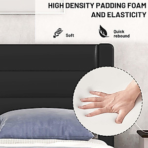 Shuoya Jewelry Queen Size Upholstered Platform Bed Frame with 2 USB Charging Station Headboard, Leather Platform Bed with 3 Storage Drawers, Solid Wood Slat Support, No Box Spring Needed (Black)