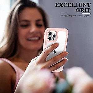 FUNMIKO iPhone 13 Pro Max Case with Screen Protector,Mili-Grade Heavy Duty Protection Pass 21ft. Drop Tested Slim-fit Clear Cover Protective Phone Case for Apple iPhone 13 Pro Max 6.7" Light Pink